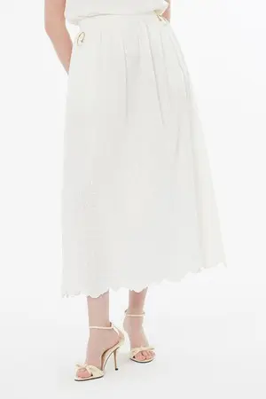 GIZIA Ecru A-line Midi Skirt
