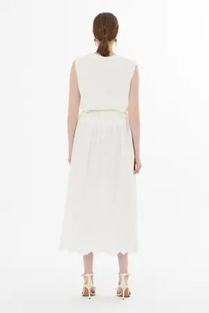 GIZIA Ecru A-line Midi Skirt