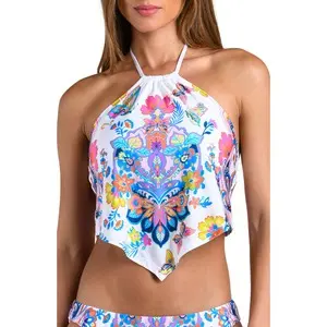 SUNSHINE 79 Butterfly Print Halter Tankini Top