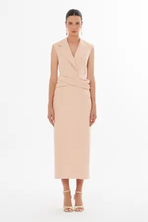 GIZIA Shoulder Padded Maxi Dress - Pink