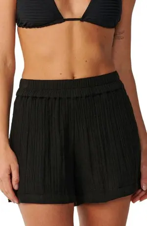 Rip Curl Textured Cotton Gauze Lounge Shorts - Black