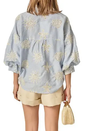 English Factory Striped Eyelet Embroidery Voluminous Shirt