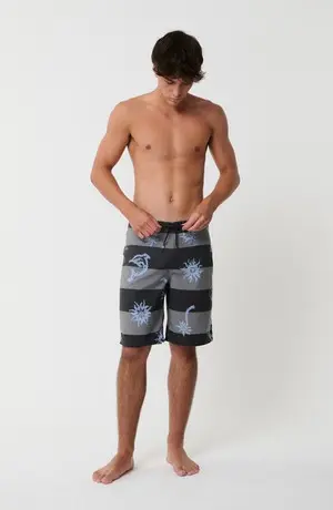 Rip Curl Mirage Disorder Striped Board Shorts - Black