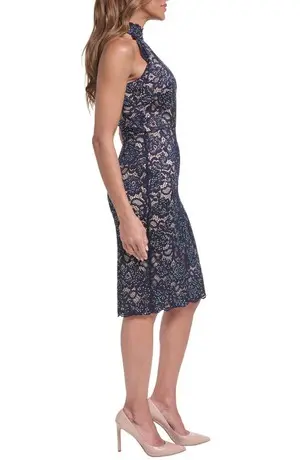 Eliza J Lace Mock Neck Sleeveless Sheath Dress