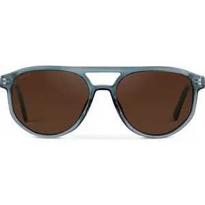 WMP EYEWEAR Hudson55mm Geometric Aviator Polarized Sunglasses - Chambray Blue