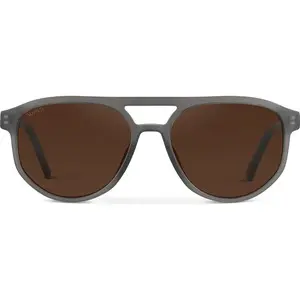WMP EYEWEAR Hudson55mm Geometric Aviator Polarized Sunglasses - Frosted Graphite