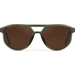 WMP EYEWEAR Hudson55mm Geometric Aviator Polarized Sunglasses - Tortoise Sage