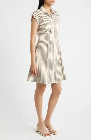 Julia Jordan Striped Button Front Shirtdress