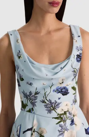 Alice + Olivia Estrella Draped Flare Dress