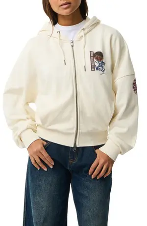 Rip Curl Surf The World Full Zip Graphic Hoodie - Bone