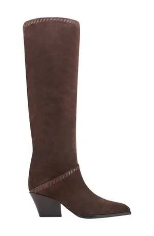 Marc Fisher Tayla Knee High Western Block Heel Boot - Dark Brown 200