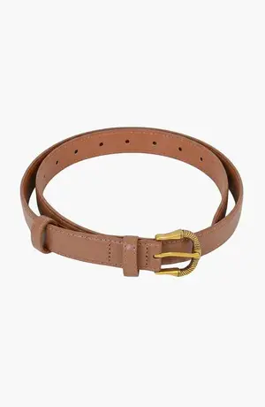 MODENAIRE Leather Belt With Textured Buckle And Classic Profile