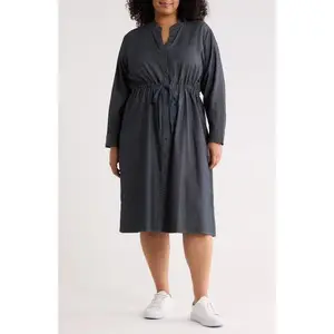 Eileen Fisher Organic Cotton Mandarin Collar Dress - Denim