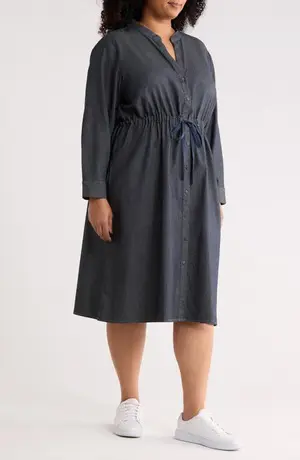 Eileen Fisher Organic Cotton Mandarin Collar Dress