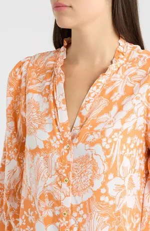 Lilly Pulitzer® Shaley Tunic Dress Floral Print, Ruffled Collar, Tiered Skirt
