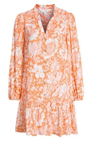 Lilly Pulitzer® Shaley Tunic Dress Floral Print, Ruffled Collar, Tiered Skirt