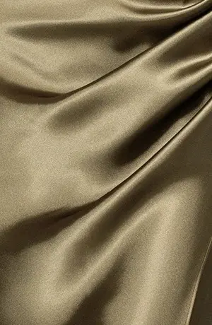 Betsy & Adam One-shoulder Satin Gown - Olive