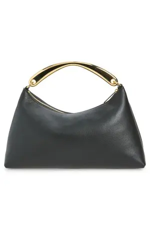 MANSUR GAVRIEL Rhea Metal Handle Leather Handbag - Black