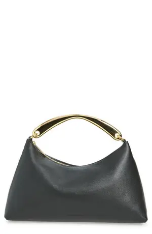 MANSUR GAVRIEL Rhea Metal Handle Leather Handbag - Black