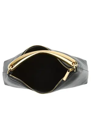 MANSUR GAVRIEL Rhea Metal Handle Leather Handbag - Black