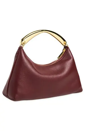 MANSUR GAVRIEL Rhea Metal Handle Leather Handbag - Claret
