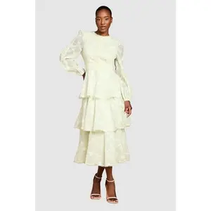 Coast Long Sleeve Lace Midi Dress - Sage
