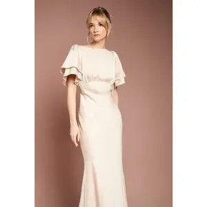 Coast High Neck Crepe Maxi Dress - Champagne