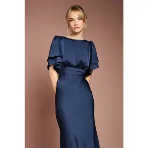 Coast High Neck Crepe Maxi Dress - Navy