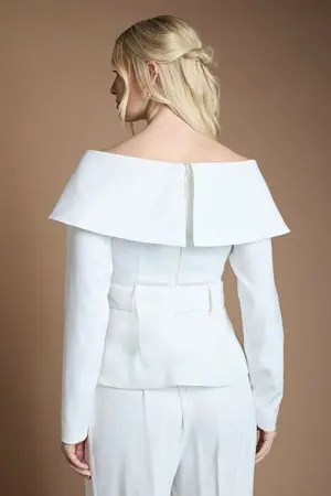 Coast Off The Shoulder Long Sleeve Belted Top