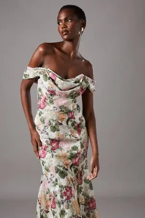Coast Floral Bardot Maxi Dress - Cream