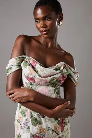 Coast Floral Bardot Maxi Dress - Cream