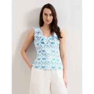 PHASE EIGHT Rhona Linen Blouse - Blue