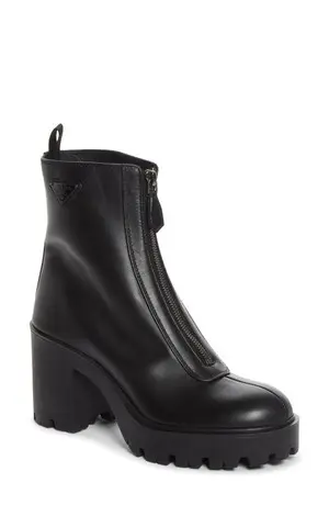 Prada Lug Sole Zip Bootie