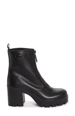 Prada Lug Sole Zip Bootie