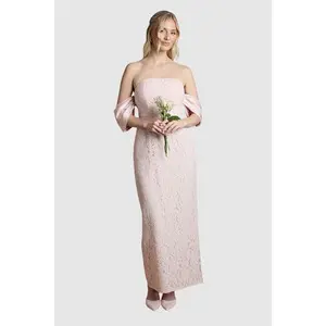 Coast Bardot Neck Short Sleeve Lace Maxi Dress - Blush