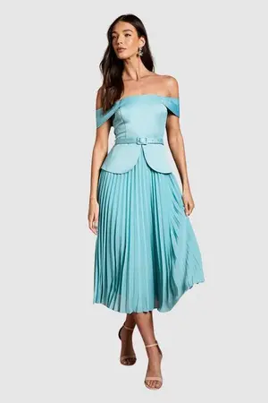 Coast Bardot Fit & Flare Midi Dress - Mint