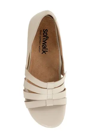 Softwalk Cozumel 2.0 Strappy Leather Wedge Sandals - Ivory