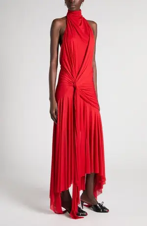Alexander McQueen Draped Jersey Halter Neck Dress