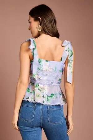 Coast Square Neck Bow Shoulder Peplum Top