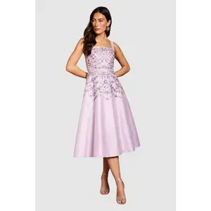 Coast Embellished Square Neck Midi Dress - Lilac