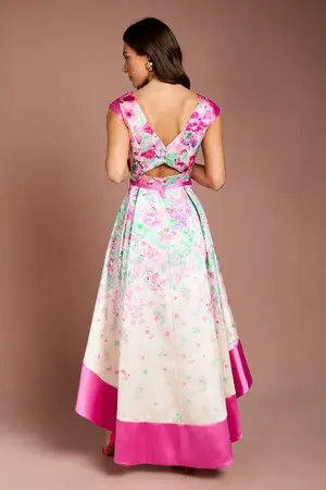 Coast Floral High-low Boat Neck Midi Dress