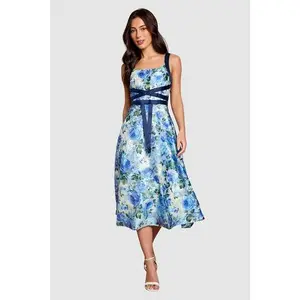 Coast Floral Jacquard Midi Dress - Blue