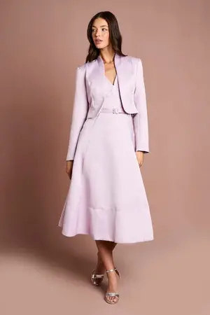 Coast Satin Crop Jacket With Bow Detail