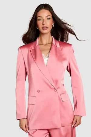Coast Satin Longline Blazer - Rose