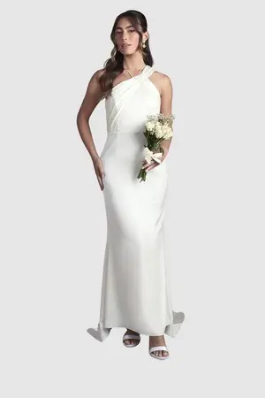Coast Satin Halter Neck Fishtail Dress - Ivory