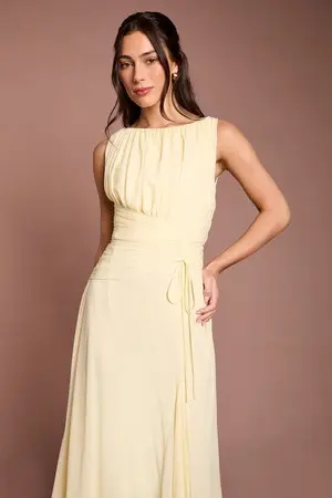 Coast Mesh Ruched Waist Maxi Dress - Lemon