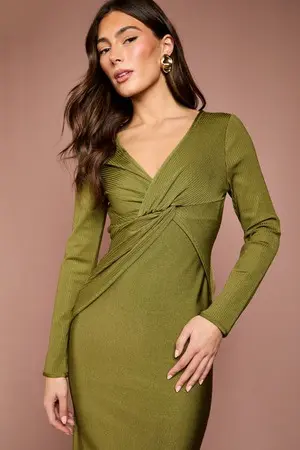 Coast Bandage Twist Front V-neck Midi Dress