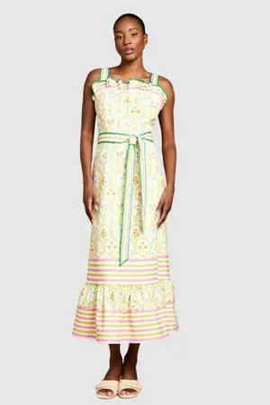 Coast Printed Ruffle Midi Dress - Ivory