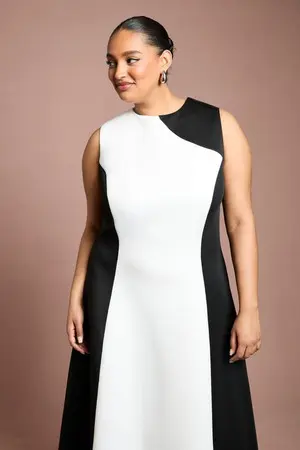 Coast Plus Colour Block Fit Flare Midi Dress