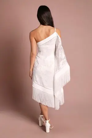 Coast Asymmetric Fringe One-shoulder Mini Dress